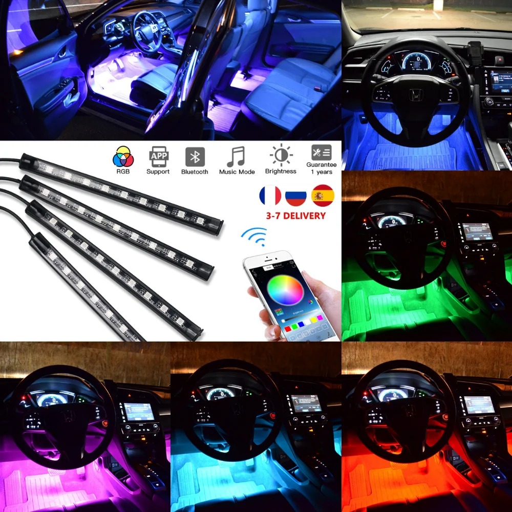 Neon Led Strips Light For Auto Rgb Car Interior Decoration Led Interior ...