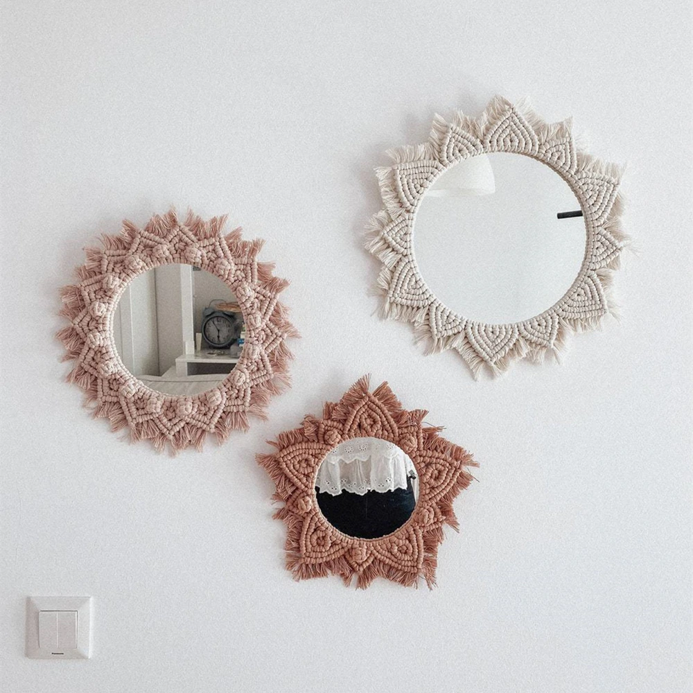 40/50cm Large Boho Macrame Round Mirror Decorative Mirrors Living Room ...