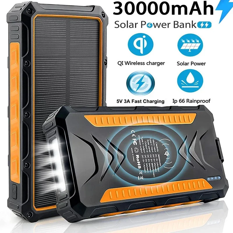 30000mAh-Waterproof-Solar-Power-Bank-Qi-Wireless-Charger-Powerbank-for ...