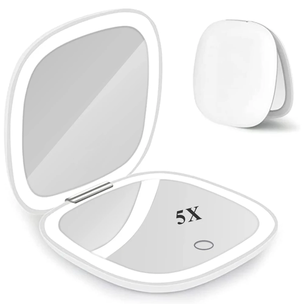 Lighted-Travel-Makeup-Mirror-Double-Sided-LED-Lighted-Rechargeable-3 ...