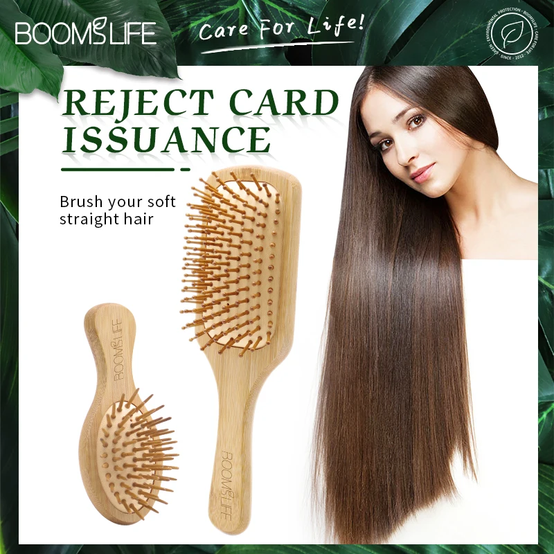 Bamboo Hair Brush Women Styling Hair Comb Hairbrush Wide Teeth Bamboo ...