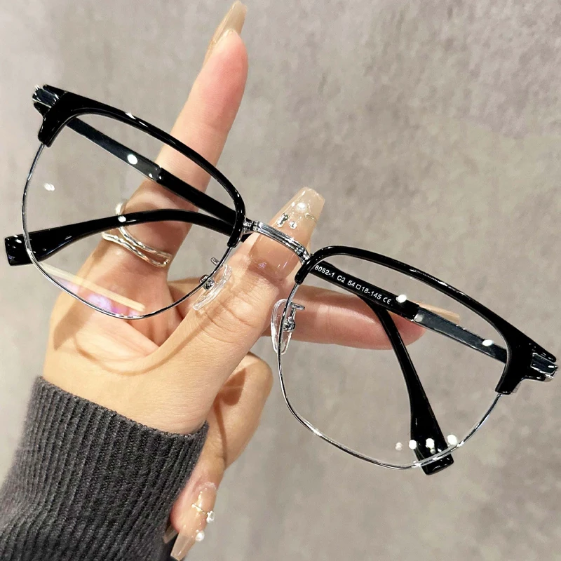Clear-Computer-Glasses-Women-Men-Semi-Rimless-Anti-Blue-Light-Eyewears ...