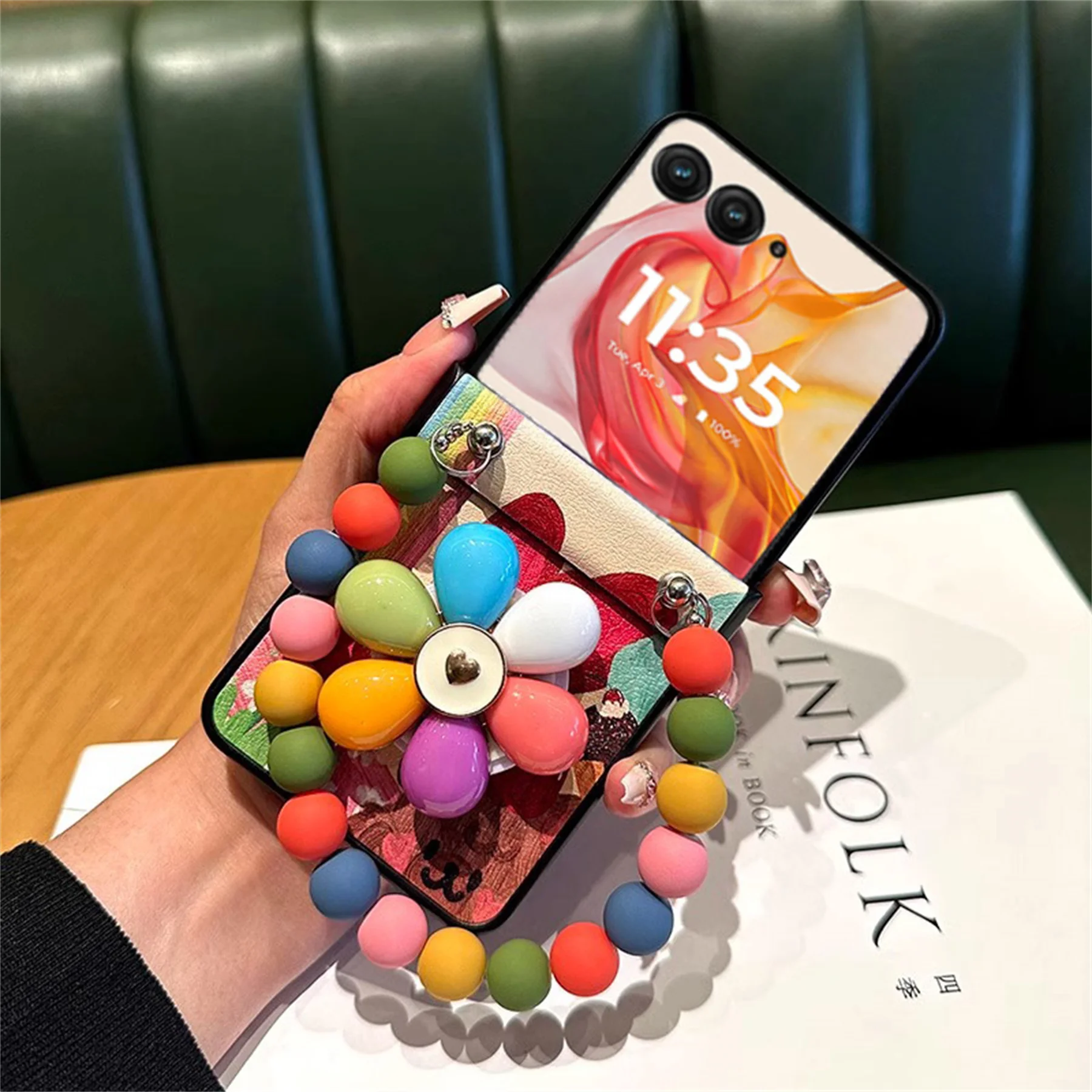 Cute-Love-Heart-Bear-Case-with-Flower-Bracket-Bracelet-Chain-for ...