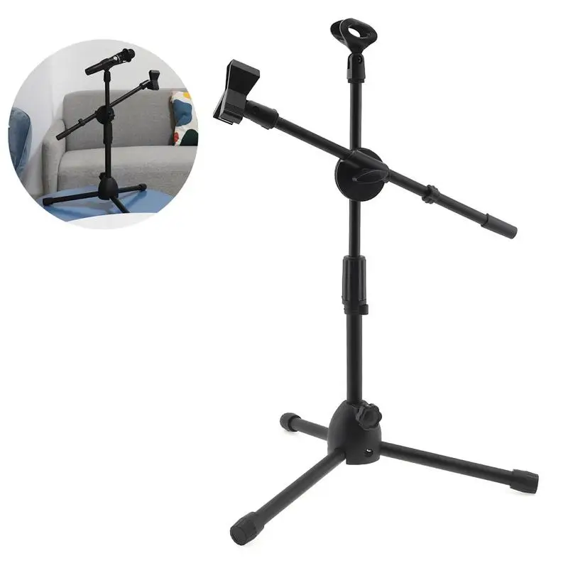 Floor-Microphone-Tripod-Swing-Arm-Retractable-Metal-Microphone-Stand ...