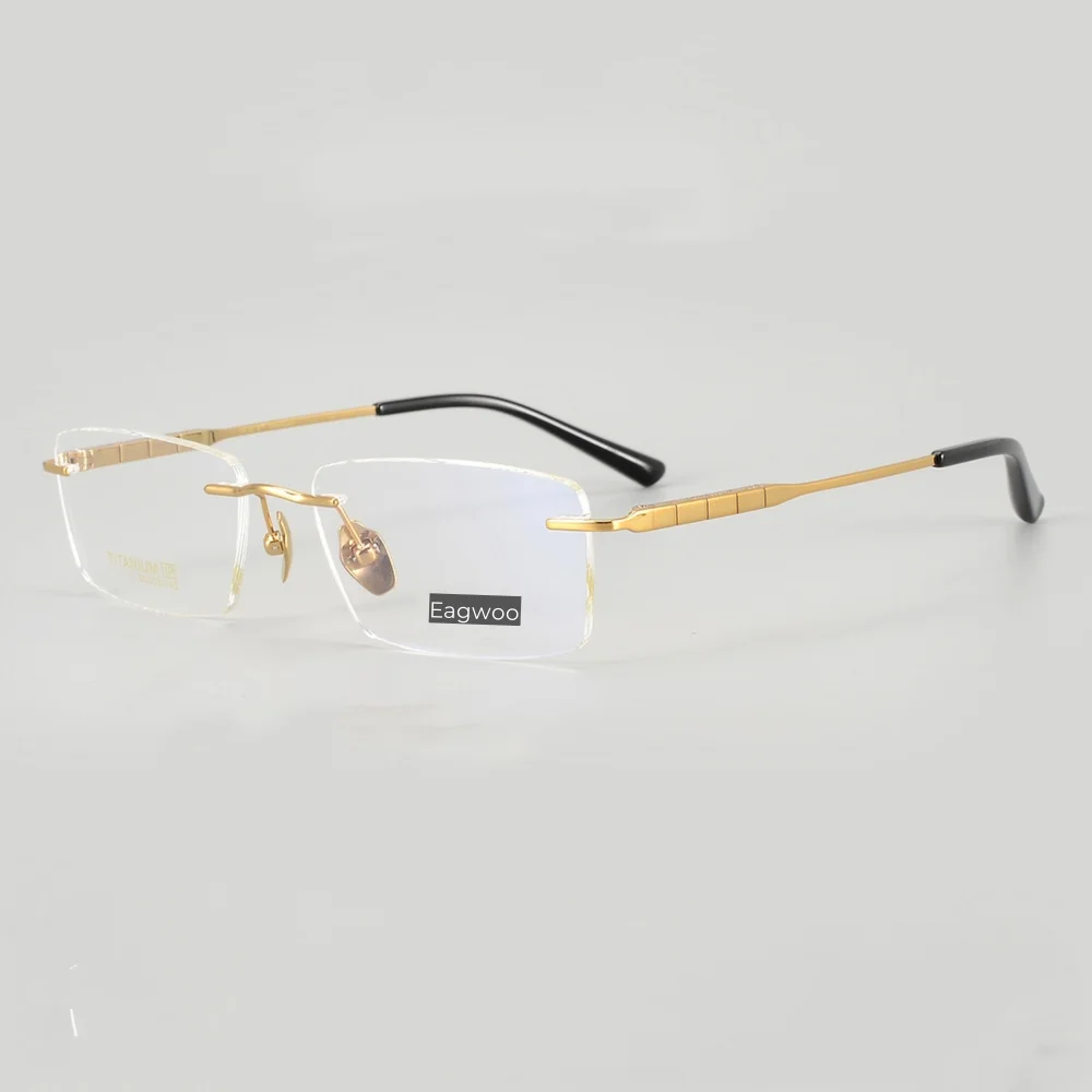 Pure-Titanium-Eyeglasses-Rimless-Optical-Spring-Temple-High-Grade ...
