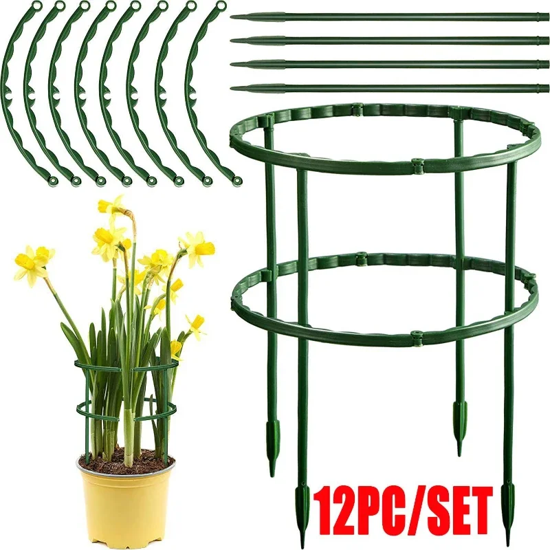 12Pcs/Set Plastic Plant Support Pile Stand for Flowers Greenhouse ...