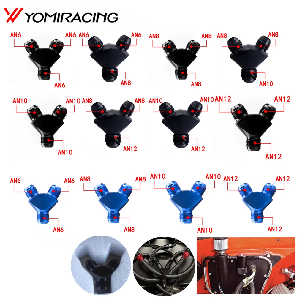 Universal AN6 AN8 AN10 AN12 Aluminum Y Block Adapter Fittings Adaptor ...