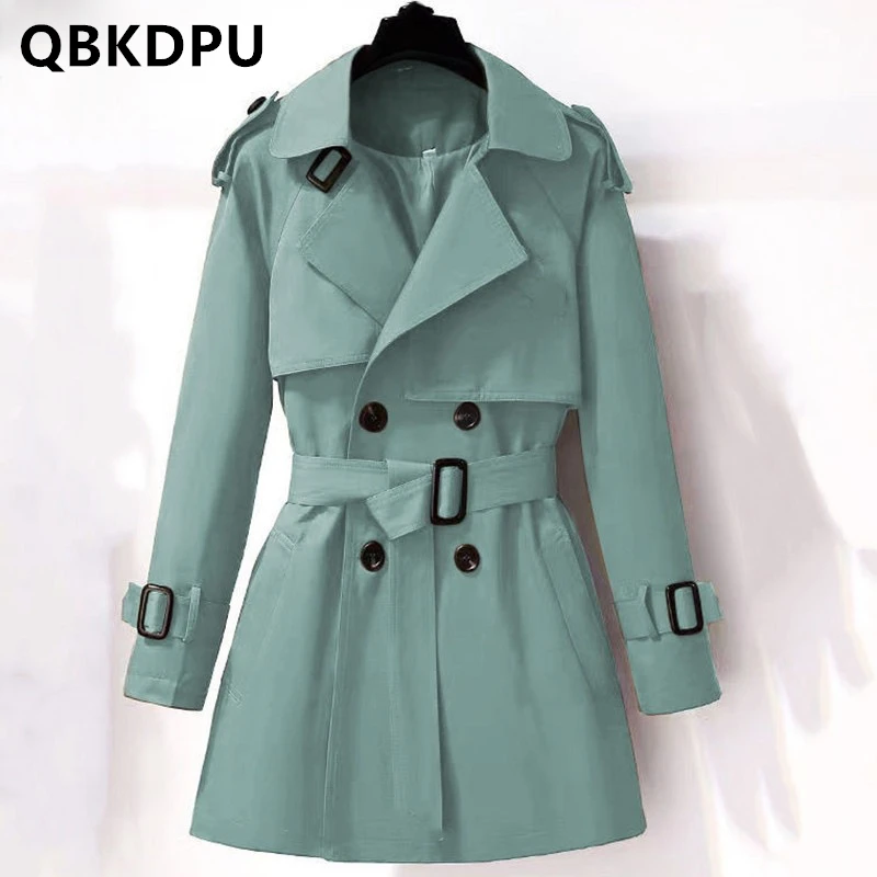 Gabardinas-de-longitud-media-con-cintur-n-para-mujer-chaquetas-cortavientos-ajustadas-cl-sicas ...