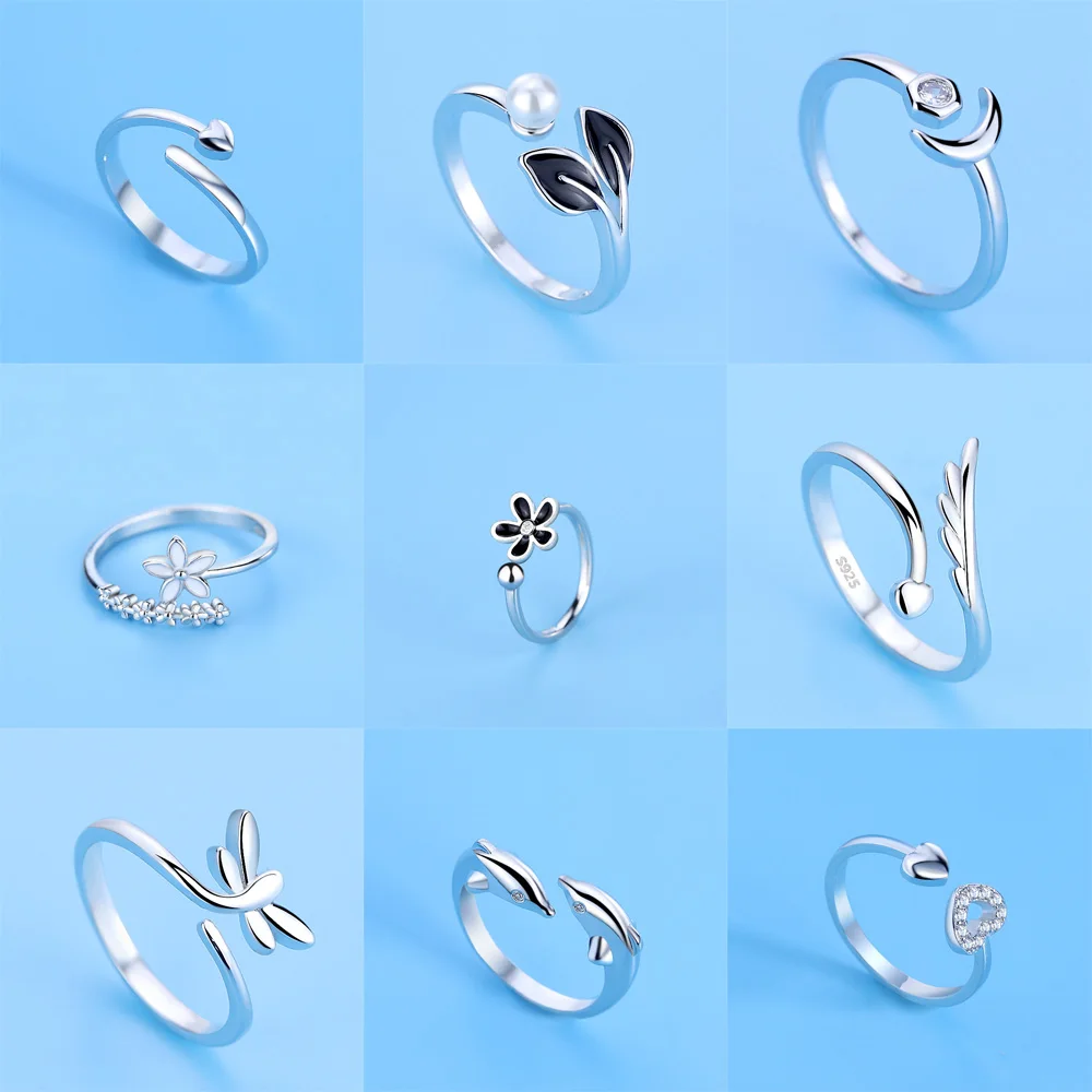 Hot-925-Sterling-Silver-Ring-AAA-Zircon-Adjustable-Simplicity-Fashion ...