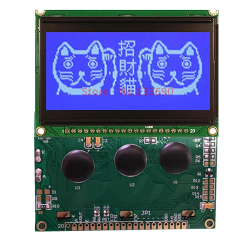 20PCS 5V WG12864B 128x64 75mm x 52.7mm Dots Graphic Blue LCD Display ...