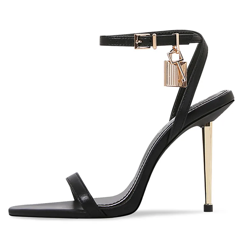 Designer Padlock Women Sandals Sexy Black 10CM High Heel Party Dress ...