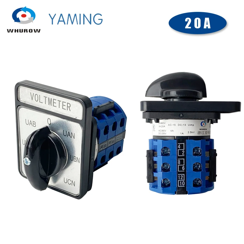 CA10-Voltmeter-Cam-Switch-3-Phase-4-Wire-7-Position-20A-690V-Changeover ...