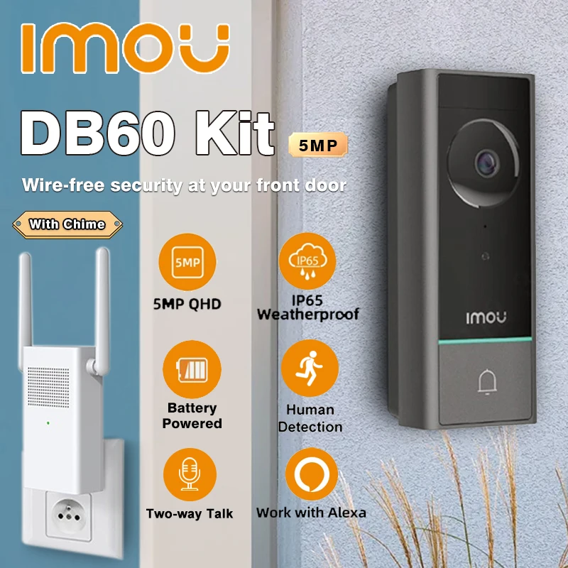 IMOU-DB60-Kit-Camera-Doorbell-Wireless-5MP-Video-Human-Detection-Smart-Home-IP65-Night-Vision ...