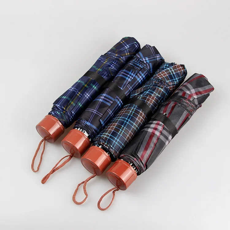 Mini-Portable-Tri-fold-Plaid-Umbrella-Creative-Sun-Rain-Umbrella ...