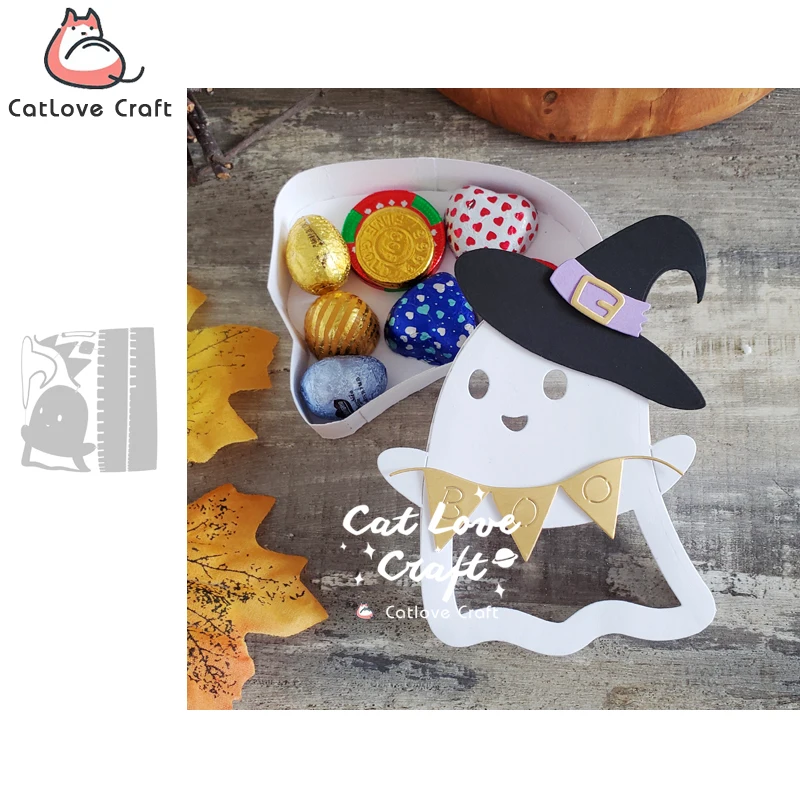 Catlove Halloween Candy Box Ghost Metal Cutting Dies Scrapbooking Mold ...