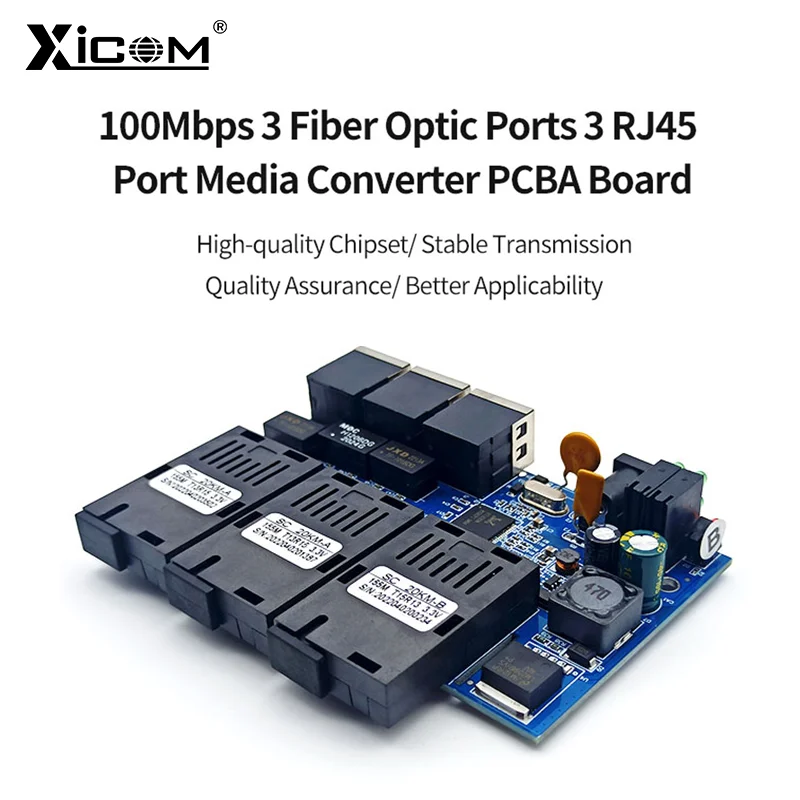 Placa Metro Switch Ethernet Fibra 100m Pcba Board Optic Media Converter ...