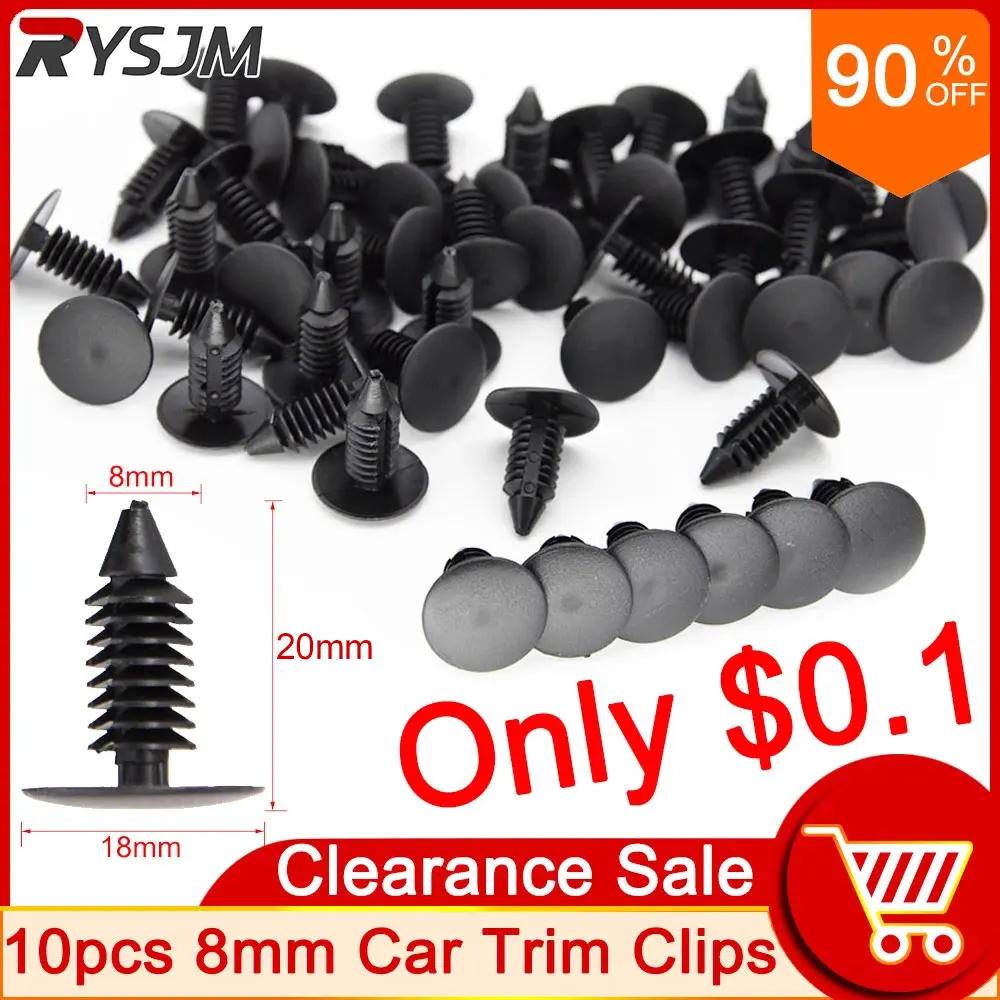 10Pcs-Auto-Fastener-Fit-8mm-Hole-Nylon-Car-Clips-Fender-Bumper-Shield ...