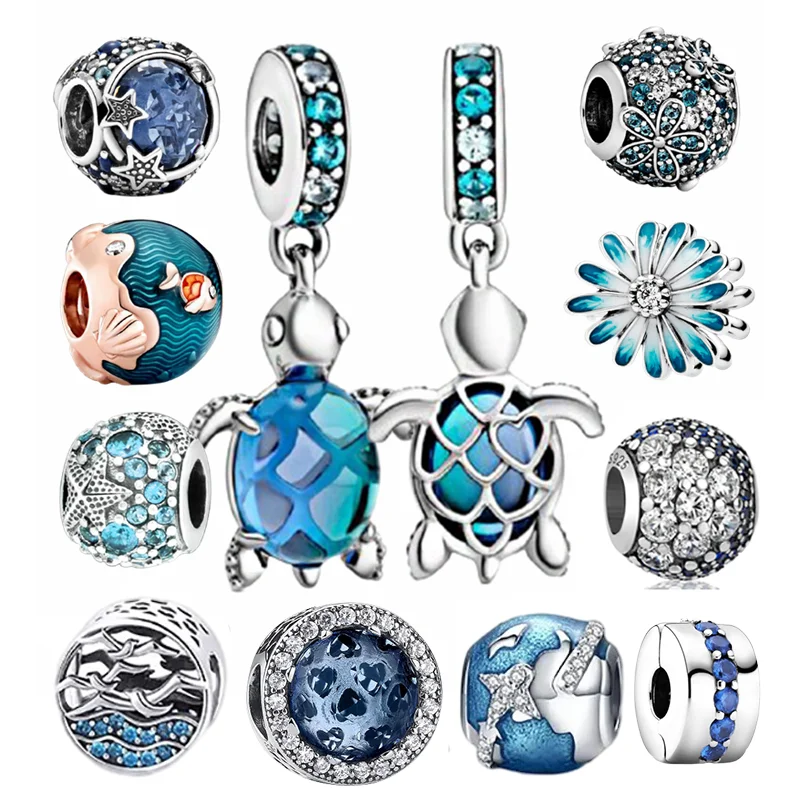 Cuentas colgantes de tortuga marina azul océano para mujer, dijes ...