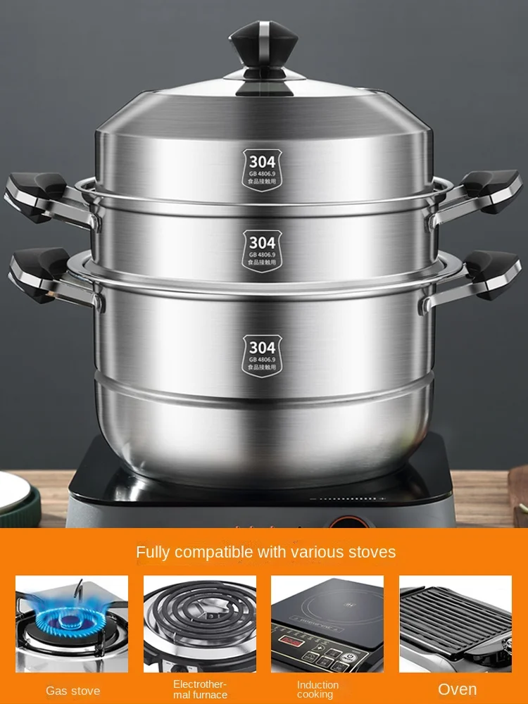 Household-304-Stainless-Steel-Thickened-Three-Layer-Steamer-2-Layer ...