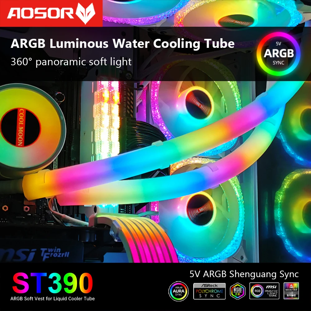 2Pcs-COOLMOON-ARGB-LED-AIO-Tube-Sleeve-Silicone-Luminous-Sleeve-Soft ...