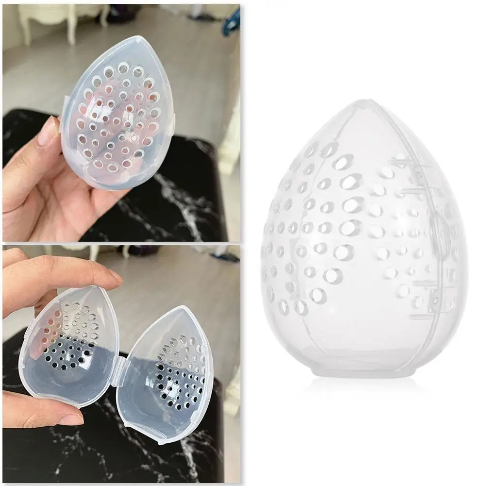 뷰티 스펀지 스탠드 보관 케이스 메이크업 블렌더 퍼프 홀더 빈 화장품 계란 모양 랙 투명 퍼프 건조 상자 신제품 1pc