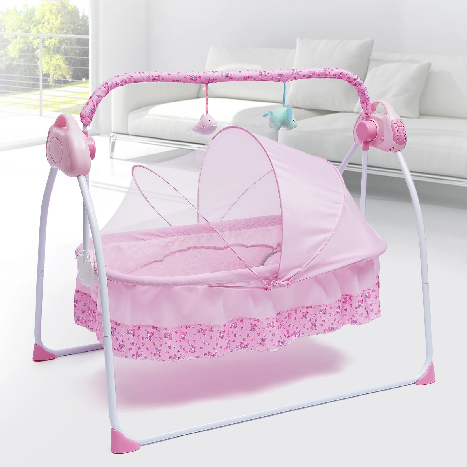 Electric-Baby-Crib-Cradle-Auto-Swing-Newborn-Sleep-Bed-Infant-with ...