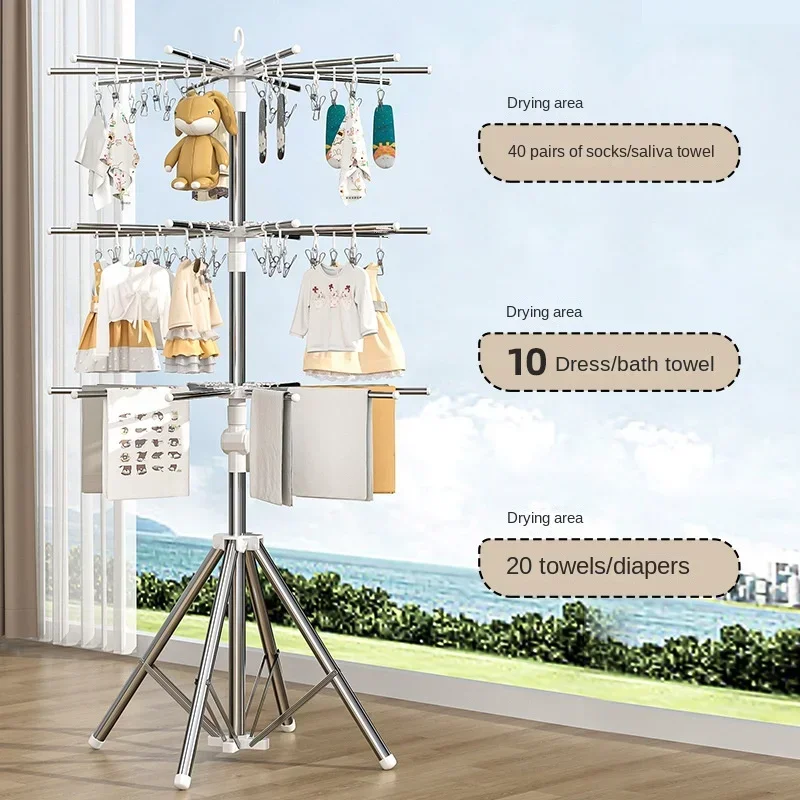 Baby-clothes-rack-floor-household-clothes-rod-balcony-folding ...