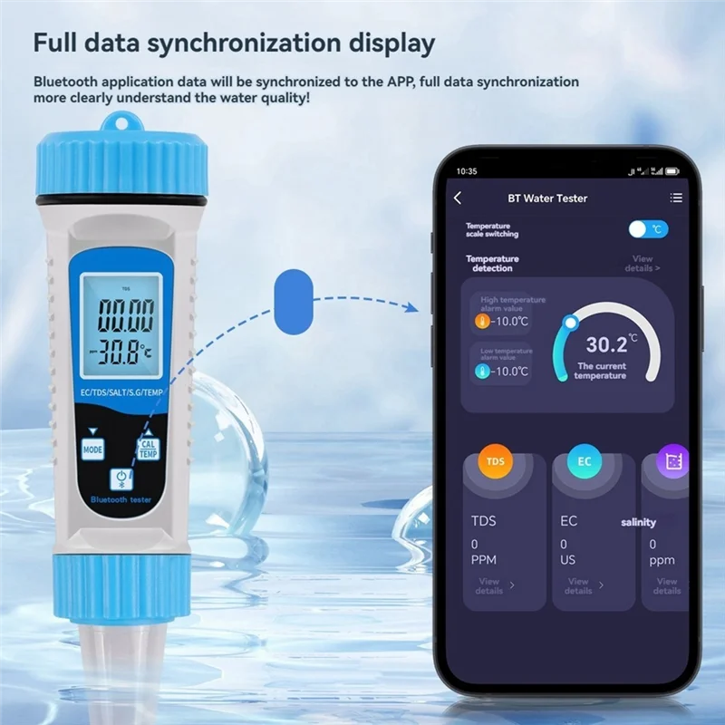 A21Q -5-In-1 Bluetooth Water Quality Tester TDS, PH, Salinity, Temp, EC ...