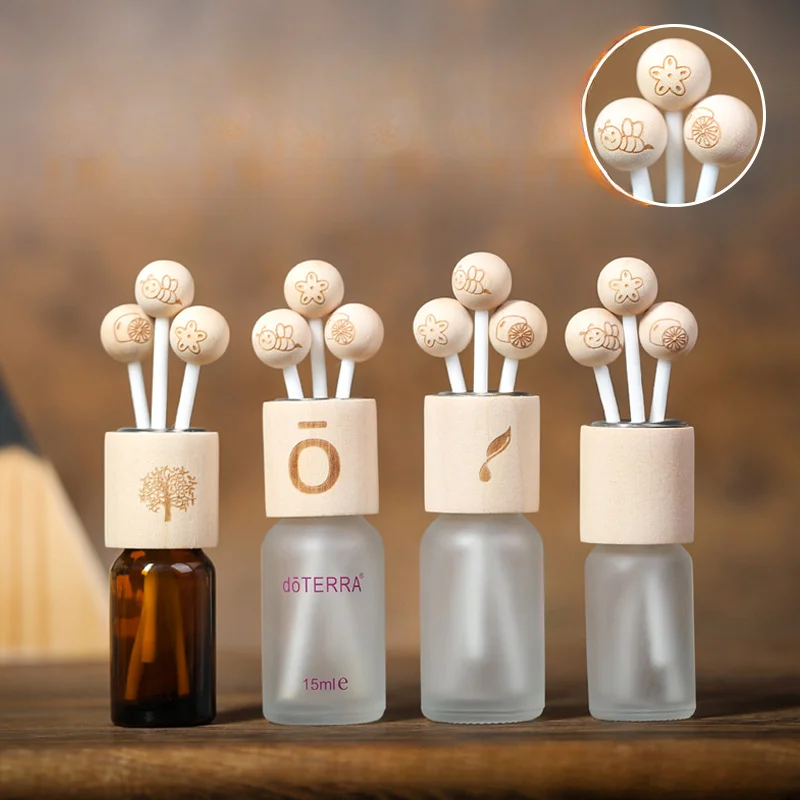Wood Ball Lid for Essential Oil Bottle Fragrance Diffuser Aromatherapy Rattan Reed Sticks Lid ...