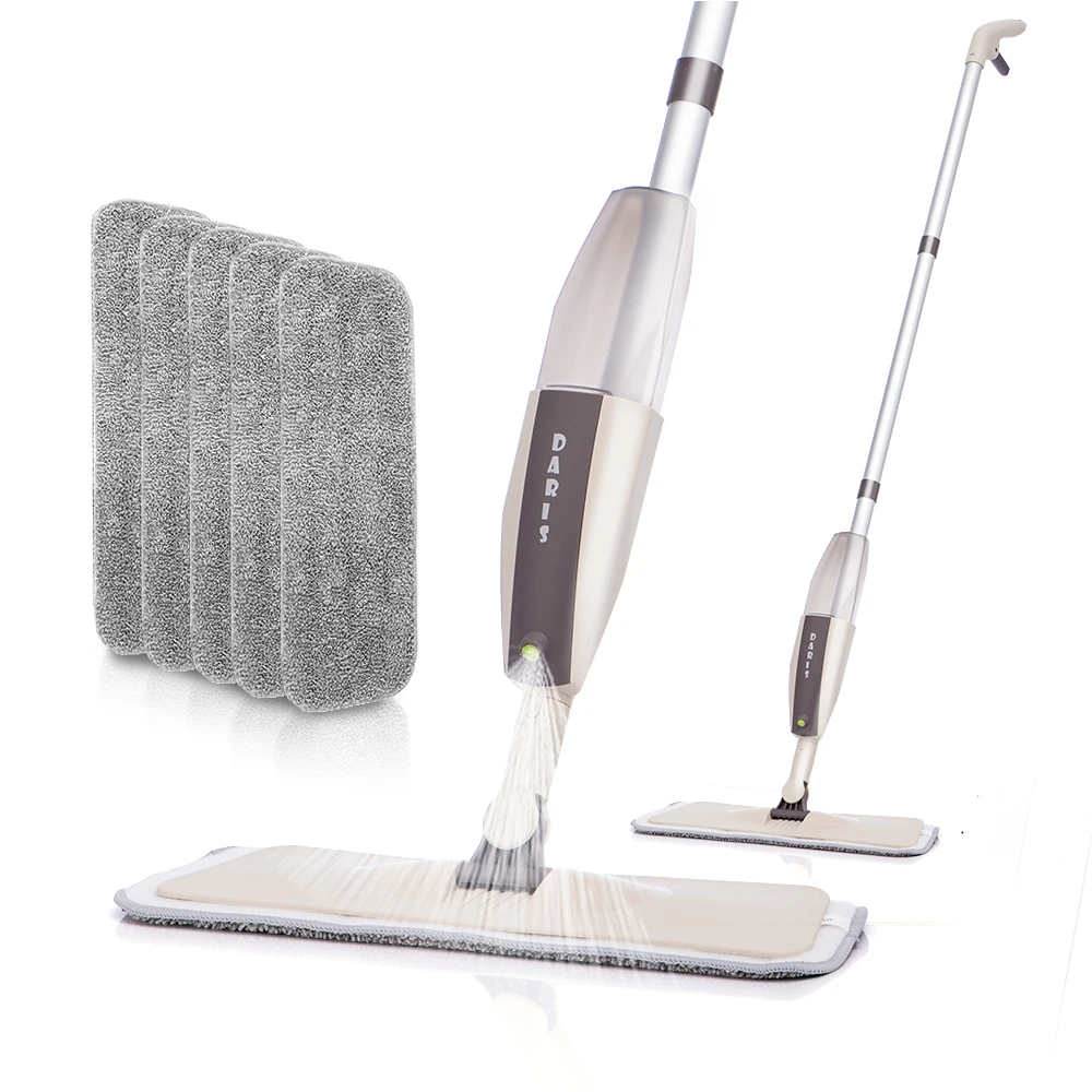 Professional-Beige-Spray-Mop-With-1-3-6-Reusable-Microfiber-Pads-360 ...
