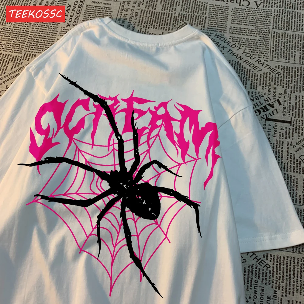 Casual-Cotton-Women-S-T-Shirts-Scream-Spiders-Cobwebs-Printing-Tops ...