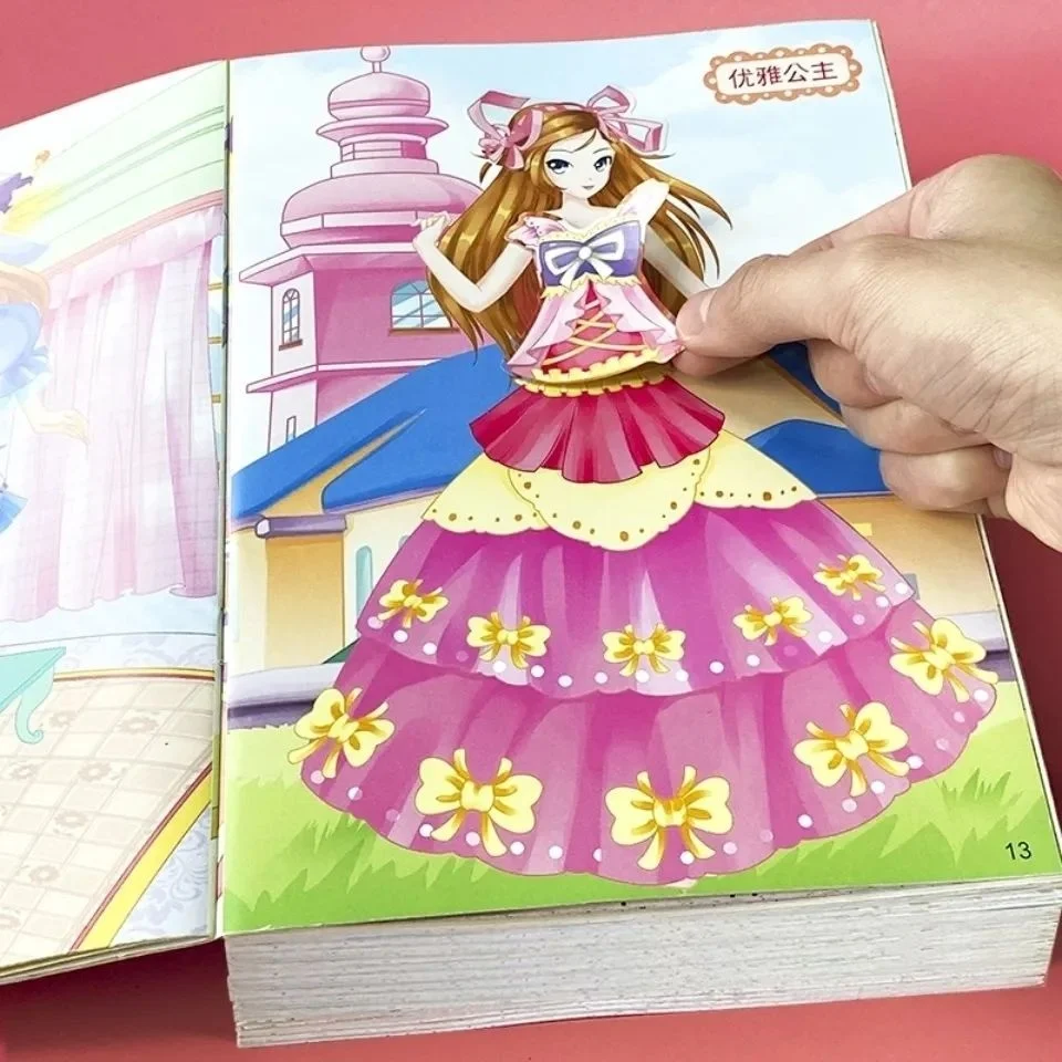 3/6book Princess Dress Up Sticker Book s Dress Up Change Beautiful girl ...
