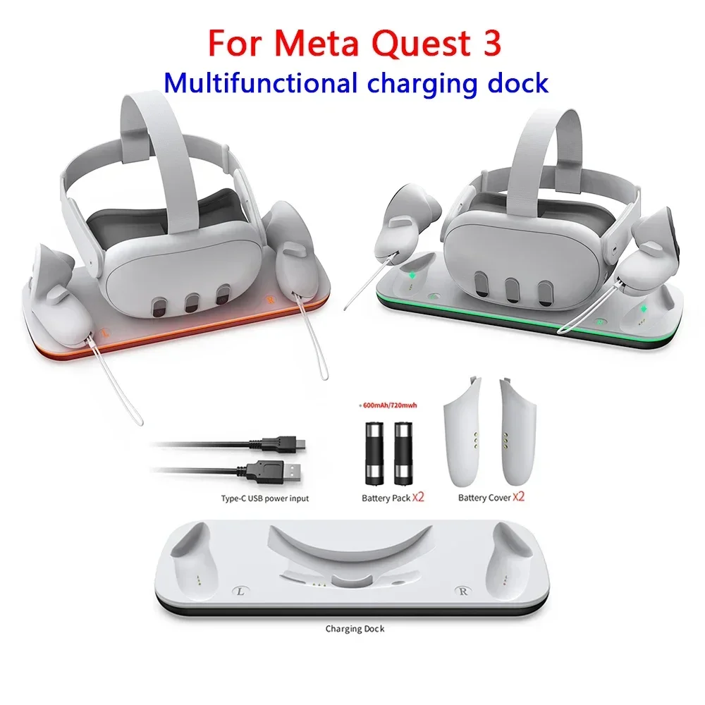 For Oculus Quest 3 VR Headset Charging Dock Dual Controller Contact ...