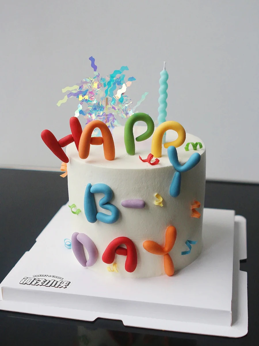 Netflix Cartoon Colorful HB Happy Birthday Letters Cake Decoration ...
