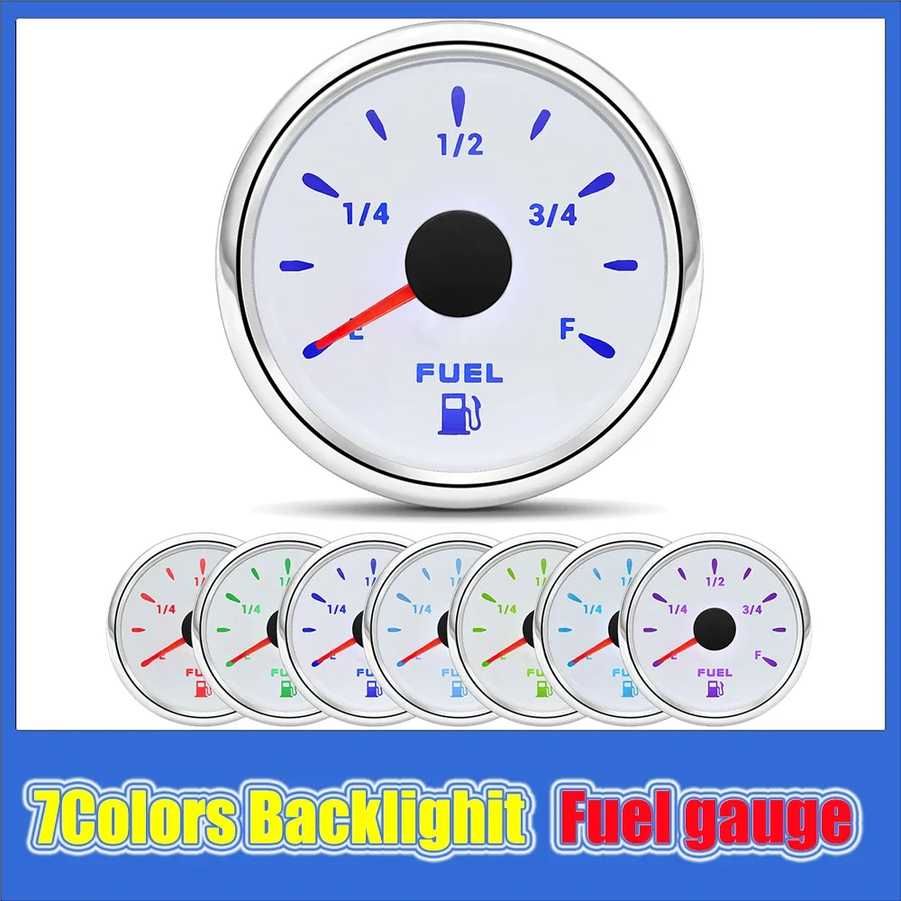 0-190ohm 7Color Backlight Universal Fuel Gauge 52mm Fuel Level Tank Oil ...