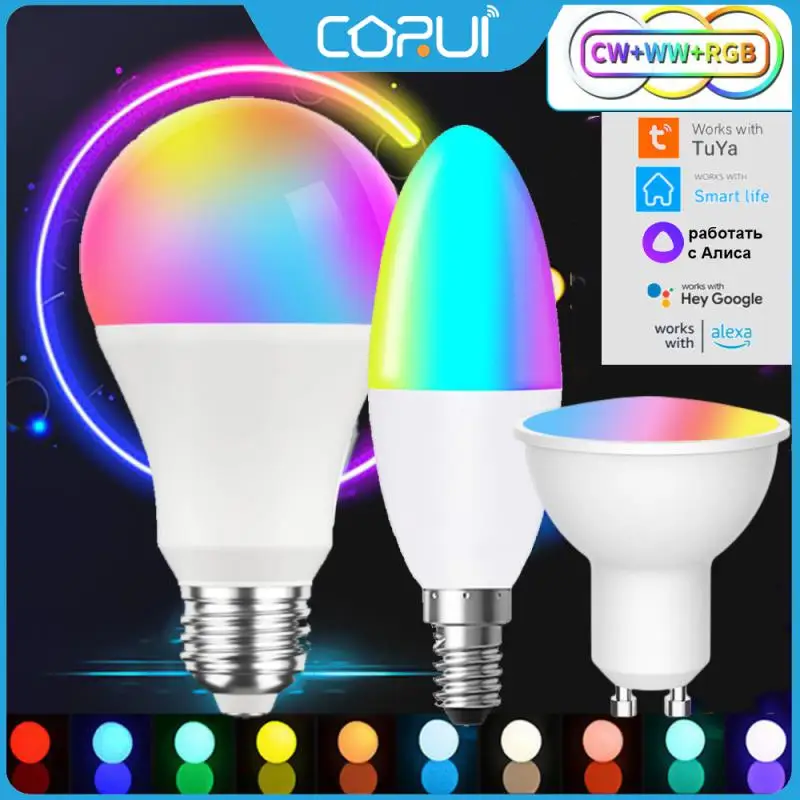 CORUI-bombilla-inteligente-Tuya-Zigbee-WiFi-luz-LED-RGBCW-E27-E14-GU10 ...