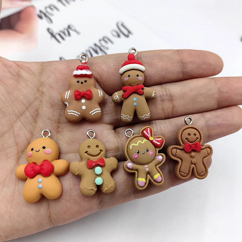 10pcs Christmas Gingerbread Man Charms for Jewelry Making Findings ...