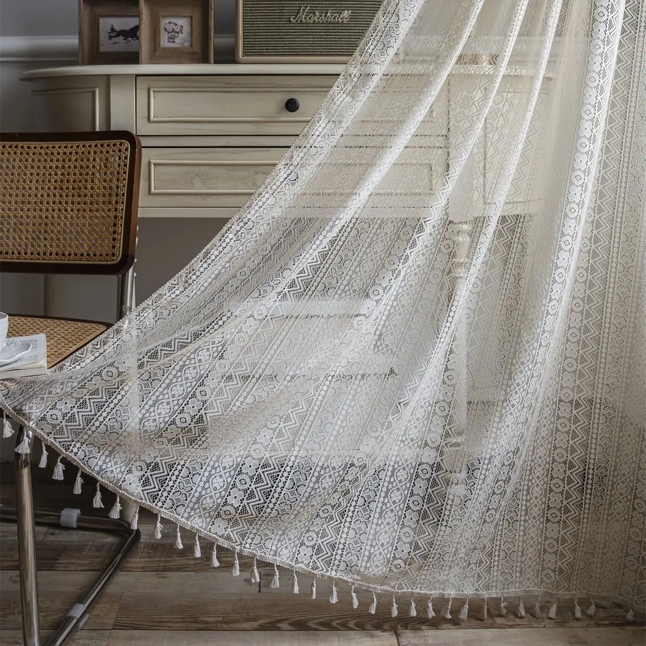 Bohemian-INS-Style-Semi-Transparent-Retro-Hollow-Beige-Fringe-Curtain ...
