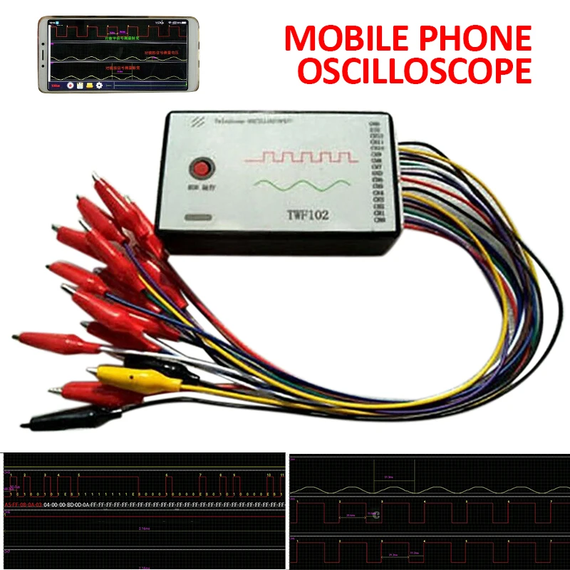Twf102 Portable Mobile Phone Oscilloscope 100khz 13 Signal Sampling Ports For Android Logic ...