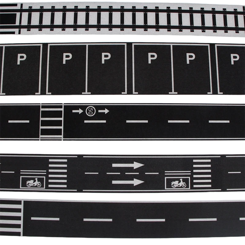 1Roll 5M 1:12 Dollhouse Road Traffic Railway Track Scene Tape Sticker ...