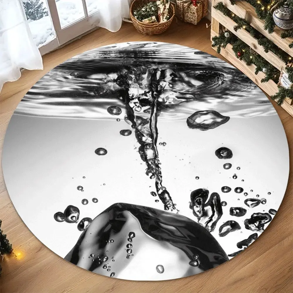 Round Abstract Liquid Pattern Flannel Rug Printed Design Contemporary ...