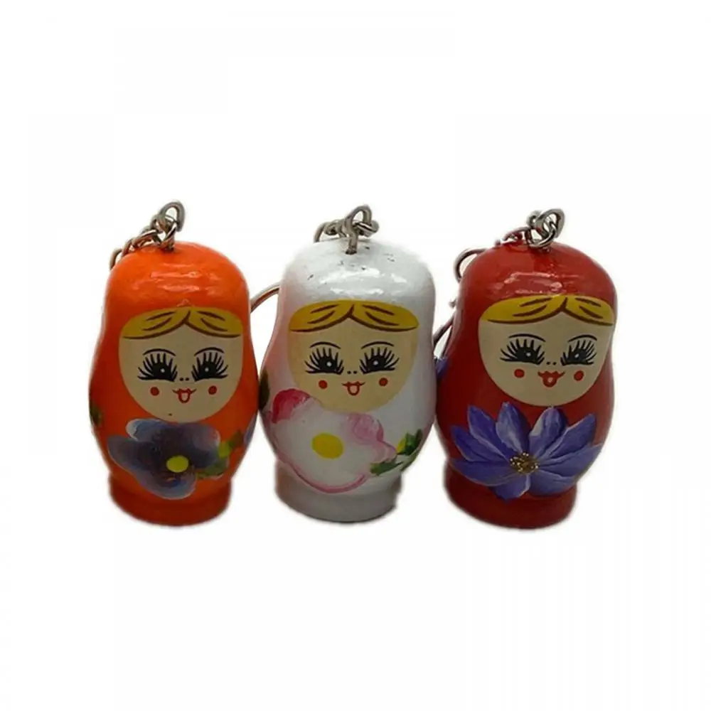 3Pcs Russian Keychain Wood Flower Girl Painted Doll Design Matryoshka ...