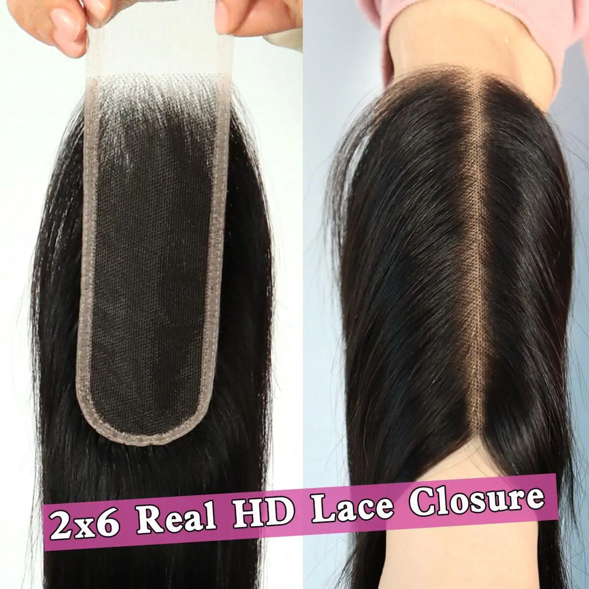 2x6-Lace-Closure-Straight-100-Human-Hair-Transparent-Straight-Lace ...