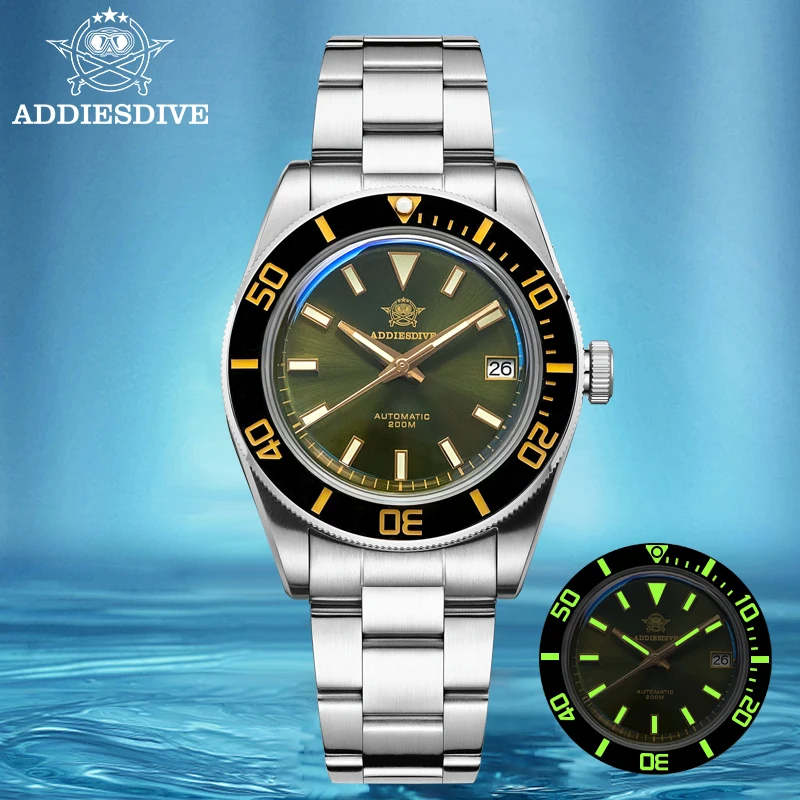 ADDIESDIVE Men's Automatic Watch 39mm Vintage with Ceramic Bezel 20Bar ...