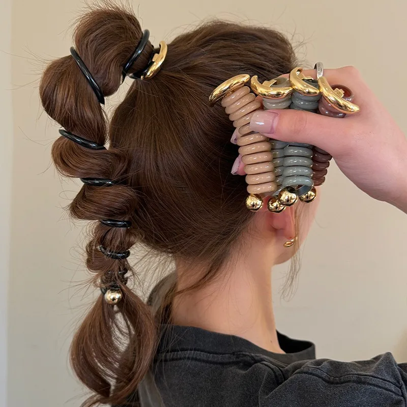 Japanese-Fashion-Style-Spiral-Hair-Tie-Metal-Tpu-Hair-Ties-for-Girls ...