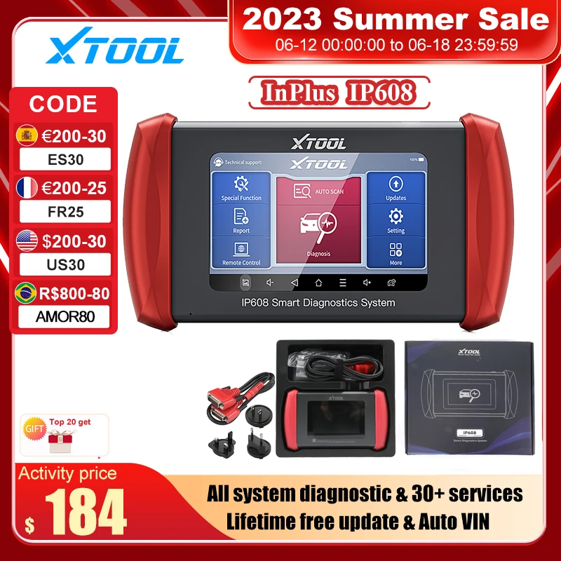 XTOOL InPlus IP608 OBD2 Car Diagnostic Tools All systems 30 Services ...