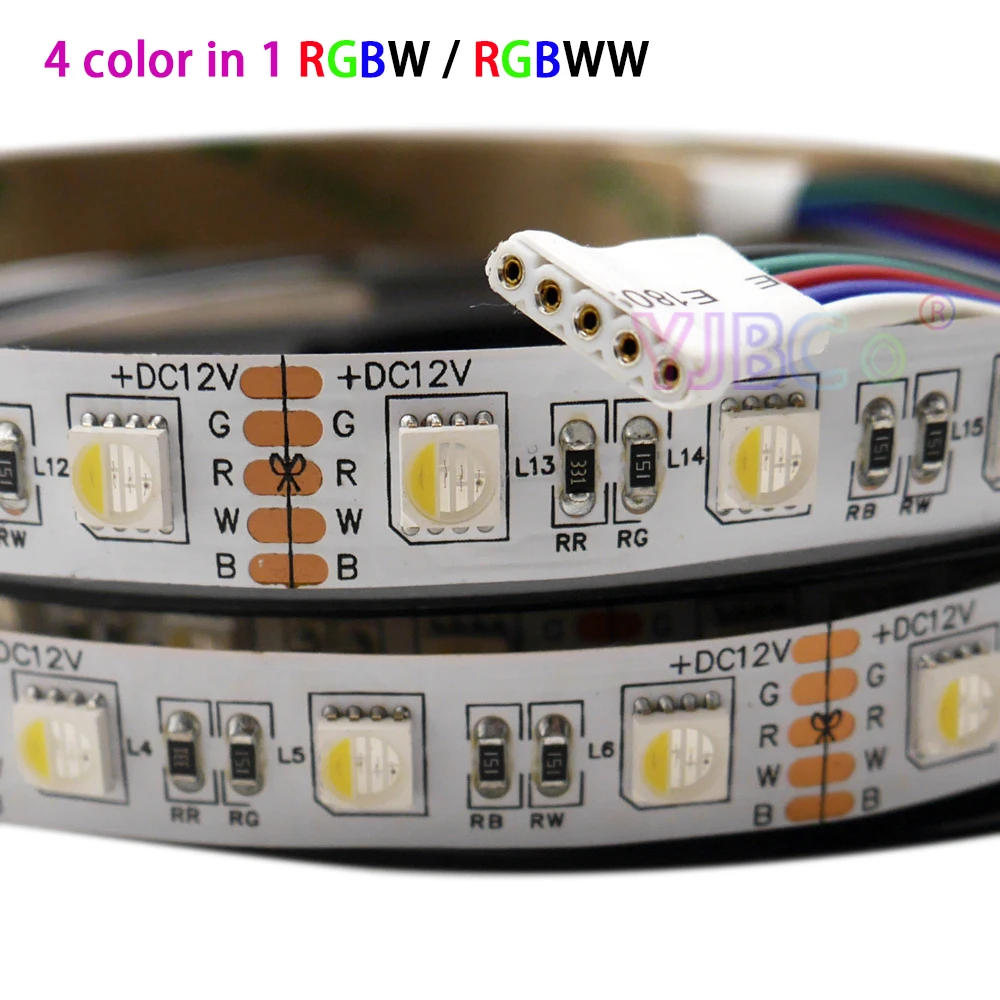 5m/lot Dc 12v 24v Rgbw/rgbww 4 Color In 1 Led Chip 60leds/m 300leds ...