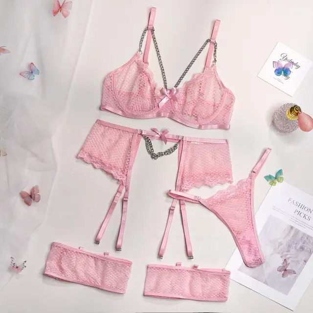 PassionLAB Erotic Plus Size Chain Intimo Sexy Transparent Bra Set ...