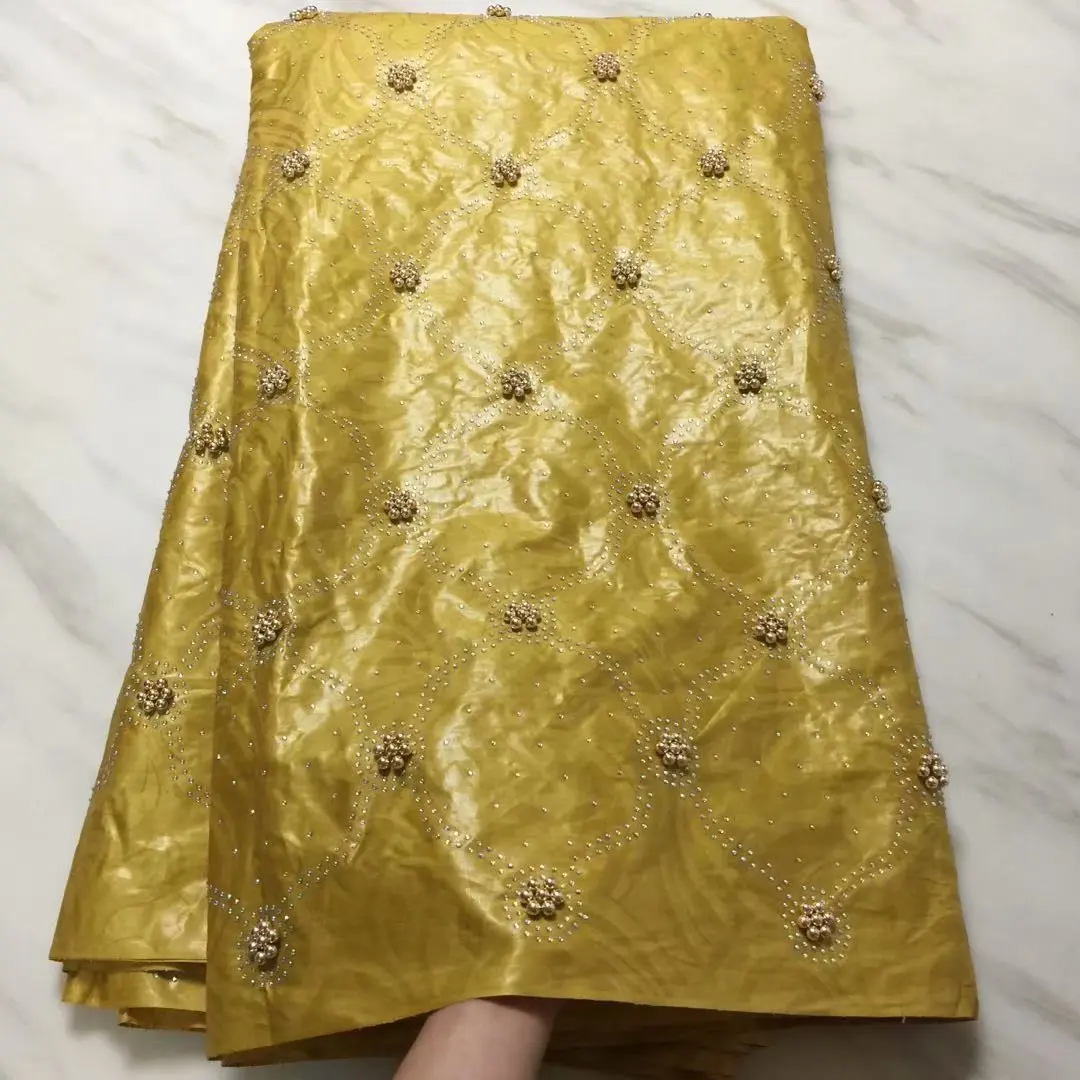 Kain-manik-manik-Afrika-untuk-gaun-malam-kain-jahit-Bazin-Riche-dengan ...