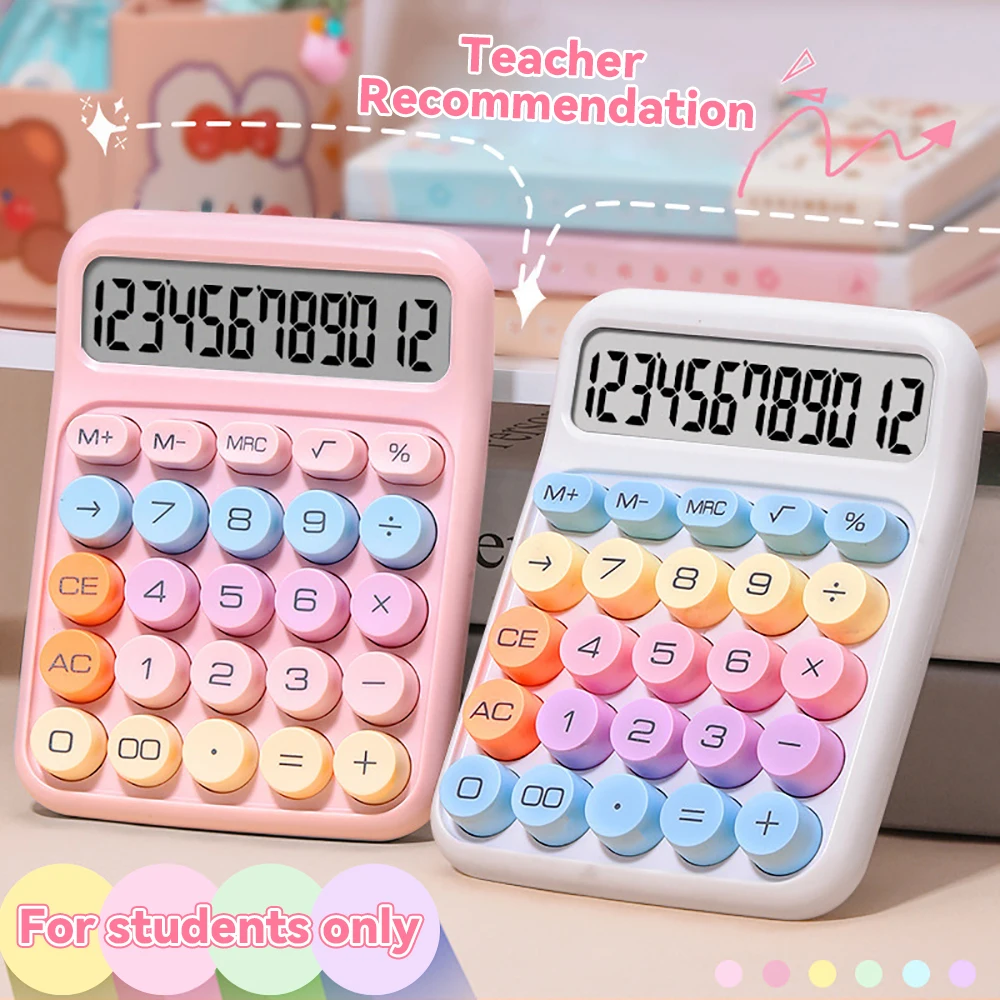 5-Colors-Calculator-12-Digit-Large-LCD-Display-Big-Round-Button-Cute ...
